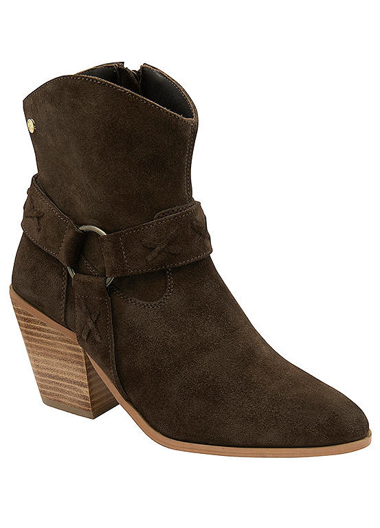 Ravel Argyll Brown Suede Ladies Ankle Boots | Kaleidoscope