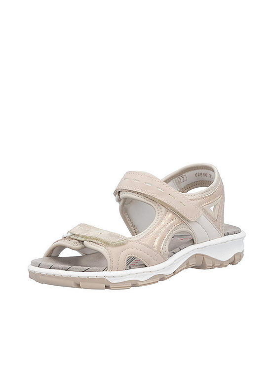 Rieker Pink Velcro Strap 68866-31 Sandals | Kaleidoscope