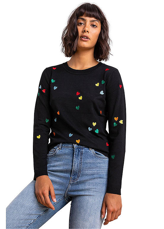 Roman Heart Print Embroidered Jumper | Kaleidoscope