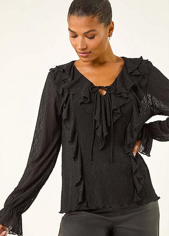 Roman Lace Ruffle Front Top | Kaleidoscope