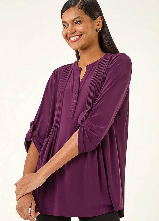 Roman Pintuck Button Stretch Top | Kaleidoscope