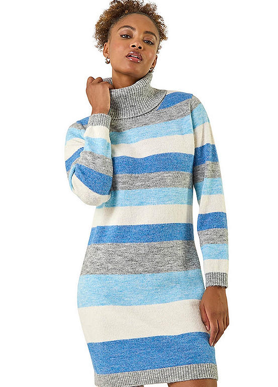 Roman Stripe Cowl Neck Knit Dress | Kaleidoscope