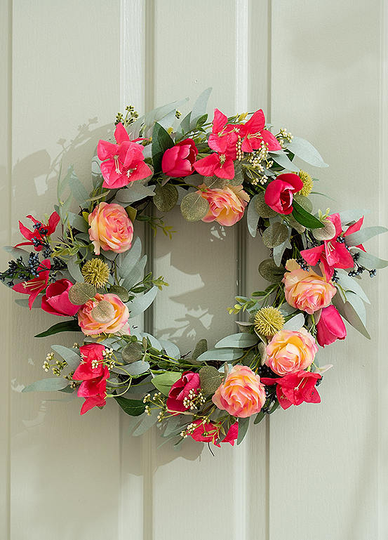 Scottish Everlastings Ltd 45cm Bougainvillea & Eucalyptus Wreath ...