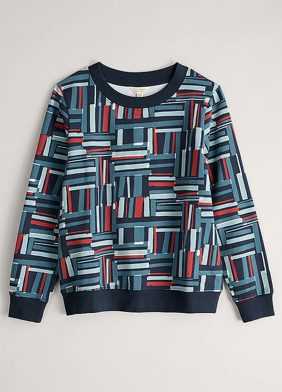 Seasalt Cornwall Blue Bright Wave Printed Organic Cotton Sweatshirt ...