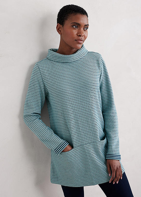 Seasalt Cornwall Blue Mawgan Porth Jacquard Jersey Tunic | Kaleidoscope