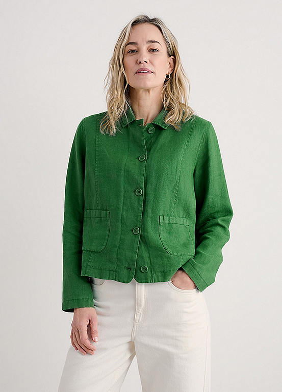 Seasalt Cornwall Green Arame Linen Jacket | Kaleidoscope