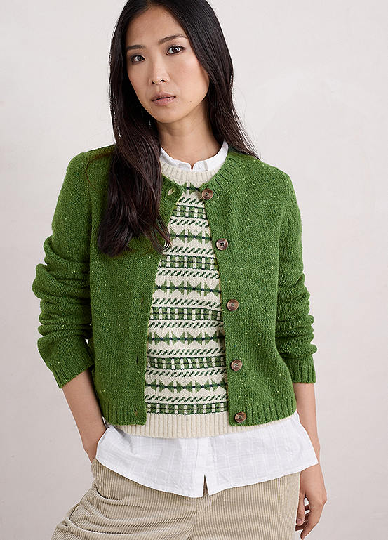 Seasalt Cornwall Green Dawson Pick Merino-Rich Cardigan | Kaleidoscope