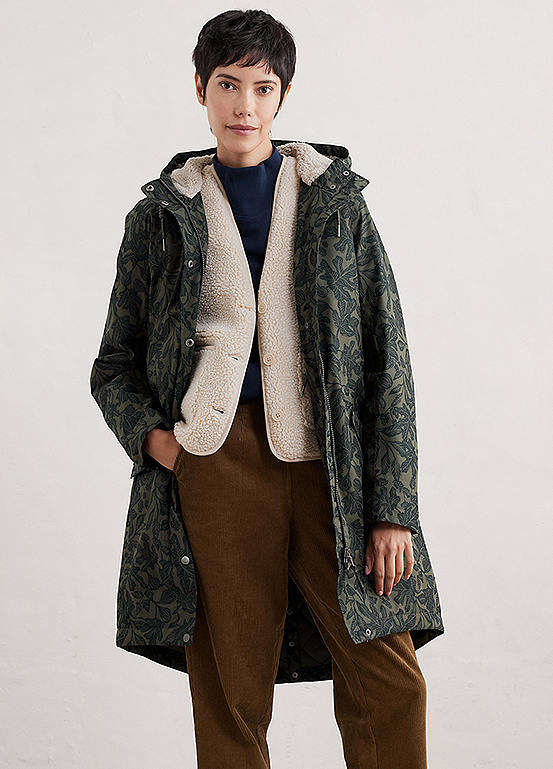 Seasalt Cornwall Green Plant Hunter Waterproof Parka Coat | Kaleidoscope