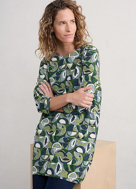 Seasalt Cornwall Green Shore Foraging Printed Tunic (GOTS) | Kaleidoscope