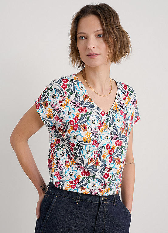 Seasalt Cornwall Multi Studio Glass V-Neck Jersey Top | Kaleidoscope