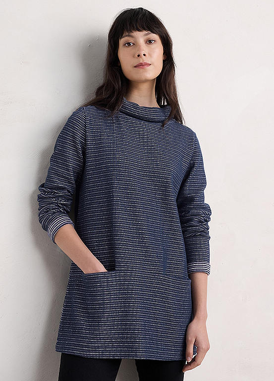 Seasalt Cornwall Navy Mawgan Porth Jacquard Jersey Tunic | Kaleidoscope
