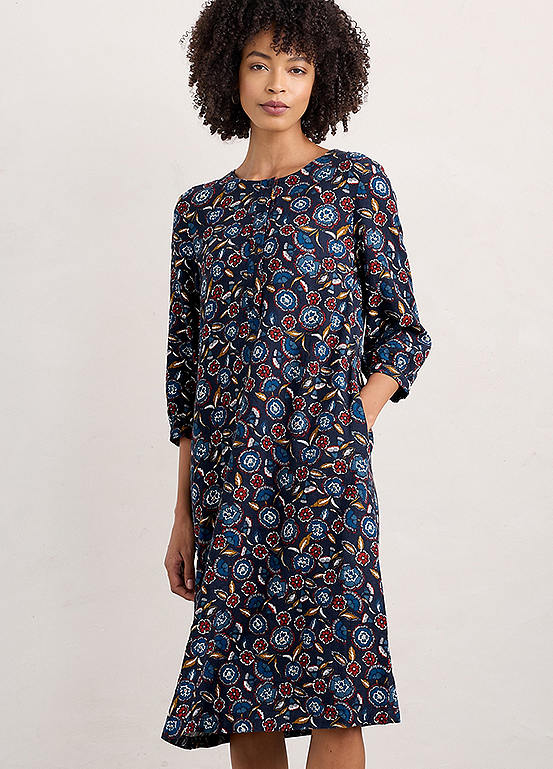 Seasalt Cornwall Navy Sea Call A-Line Dress | Kaleidoscope