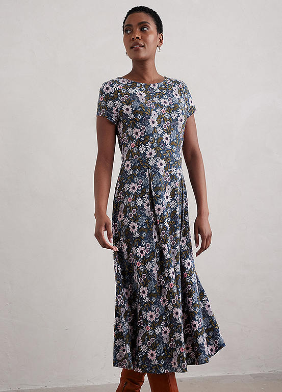 Seasalt Cornwall Navy Wild Bouquet Jersey Midi Dress | Kaleidoscope