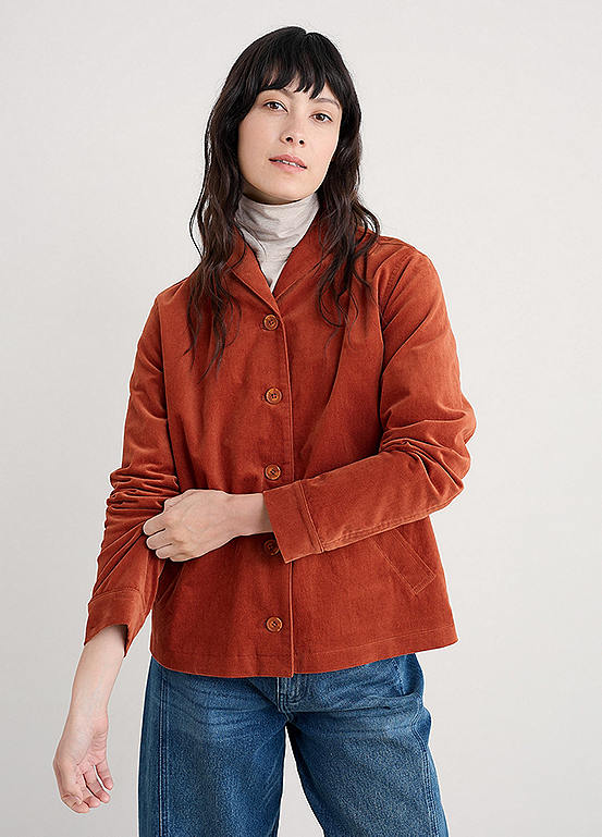Seasalt Cornwall Orange Brightwork Cut Cord Jacket | Kaleidoscope