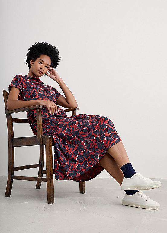 Seasalt Cornwall Orange Mainland Jersey Midi Dress | Kaleidoscope