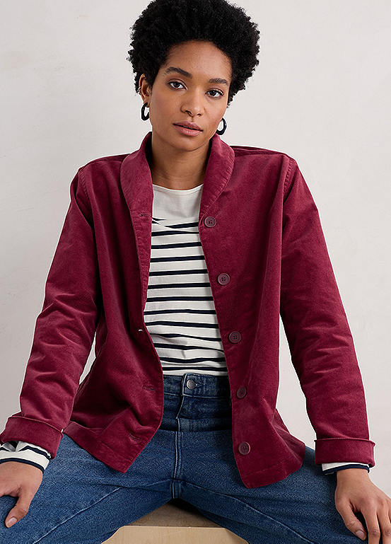 Seasalt Cornwall Pink Brightwork Cut Cord Jacket | Kaleidoscope