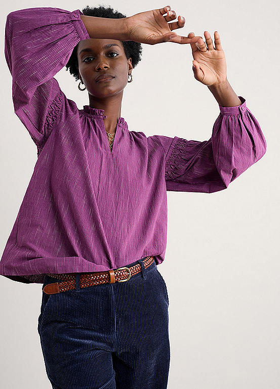 Seasalt Cornwall Purple Gwel Long Sleeve Top | Kaleidoscope