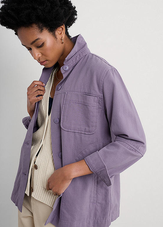 Seasalt Cornwall Purple Long Field Organic Cotton Worker Jacket ...