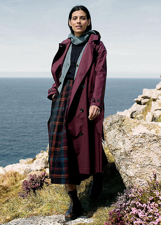 Seasalt Cornwall Purple Penweathers Waterproof Trench Coat | Kaleidoscope