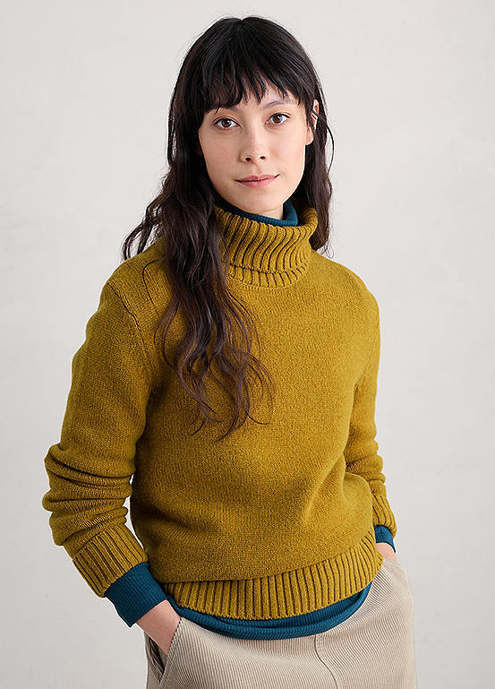 Seasalt Cornwall Yellow Braque Lambswool Blend Roll Neck Jumper ...