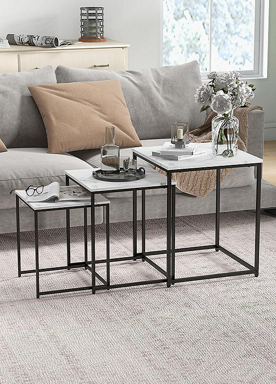 Set of 3 White Nesting Coffee Tables | Kaleidoscope