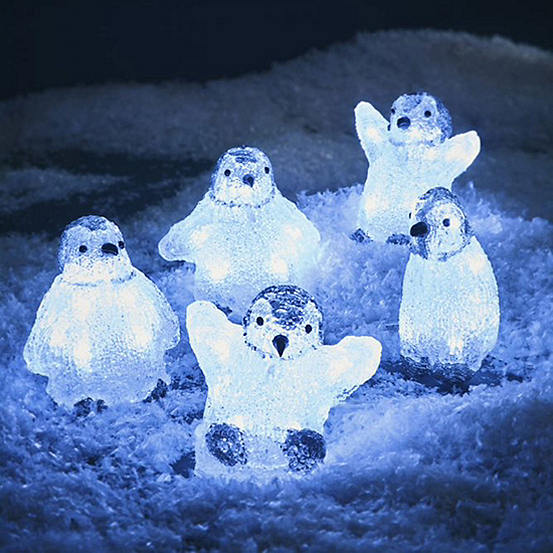 Set of 5 Acrylic LED Penguins by Kaleidoscope | Kaleidoscope