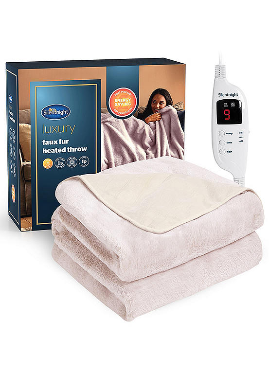 Silentnight Luxury Faux Fur Heated Grey Throw | Kaleidoscope