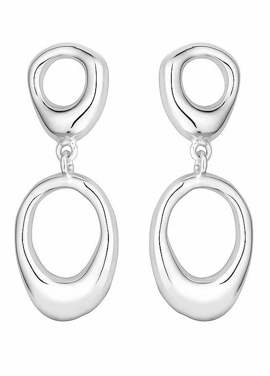 Simply Silver Sterling Silver 925 Double Drop Open Earrings | Kaleidoscope