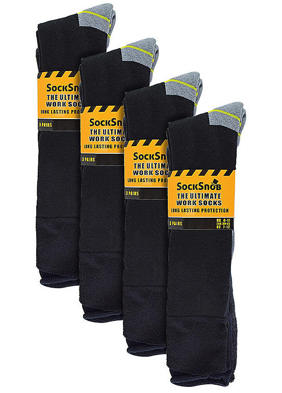 Sock Snob 12 Pairs Men’s Knee High Cotton Rich Ultimate Work Socks ...