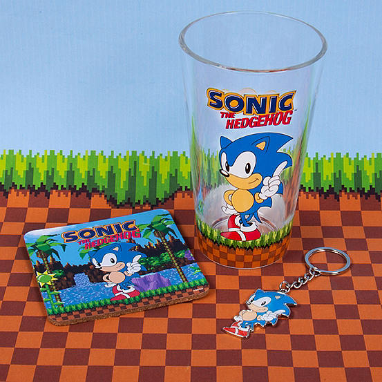 Sonic The Hedgehog Sonic Keyring, Glass & Coaster Set | Kaleidoscope