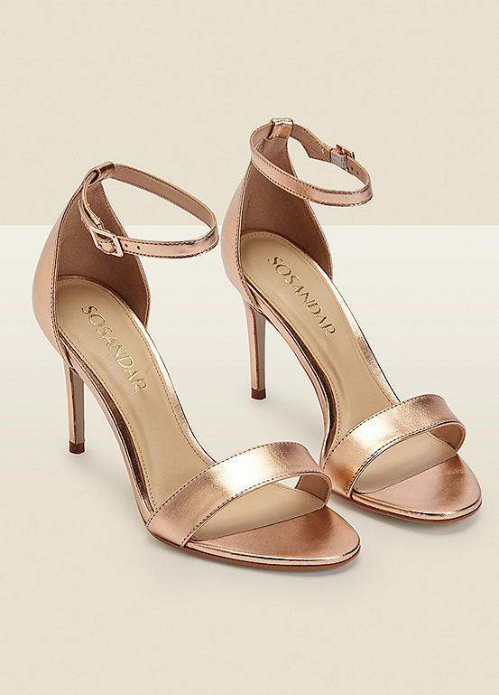 Sosandar Nia Rose Gold Leather Barely There High Heel Sandals ...