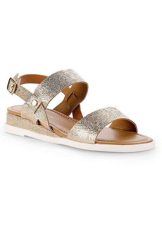 Speckled Gold Tone Metallic Low Wedges by Kaleidoscope | Kaleidoscope