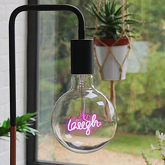 Steepletone LED Filament Text Light Bulb Laugh Pink | Kaleidoscope