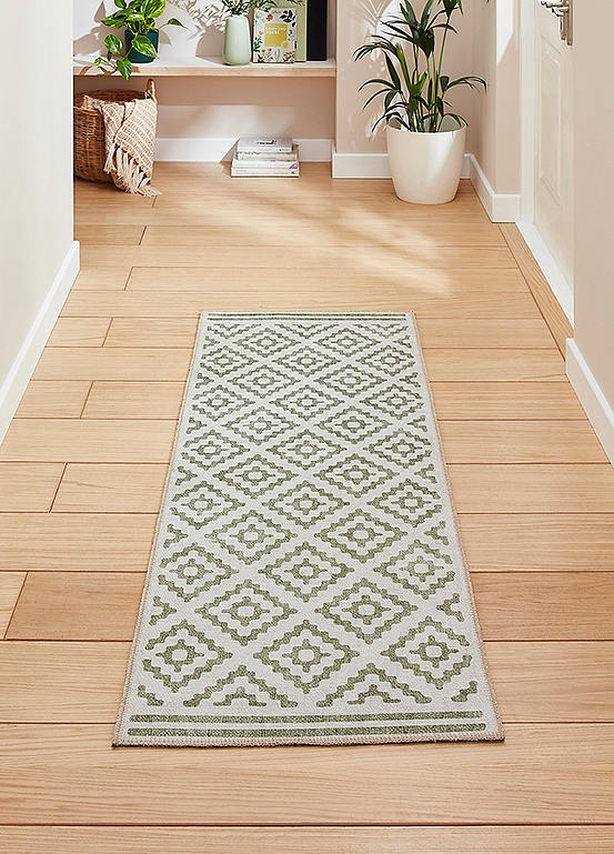 Think Rugs Coral Geometric Runner | Kaleidoscope
