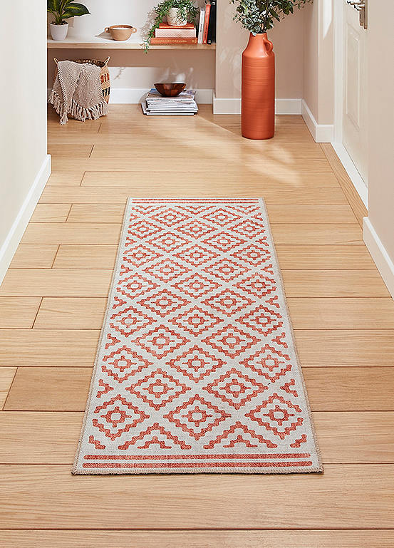 Think Rugs Coral Geometric Runner | Kaleidoscope