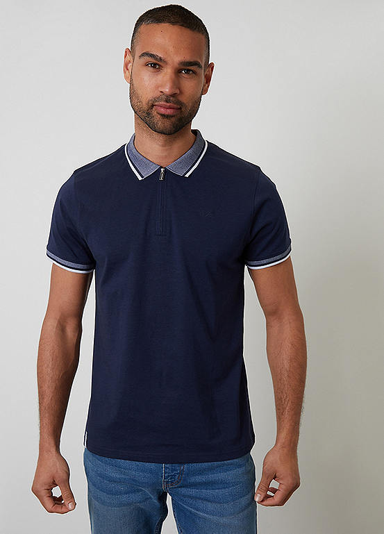 Threadbare Birdseye Collar Quarter Zip Polo Shirt | Kaleidoscope