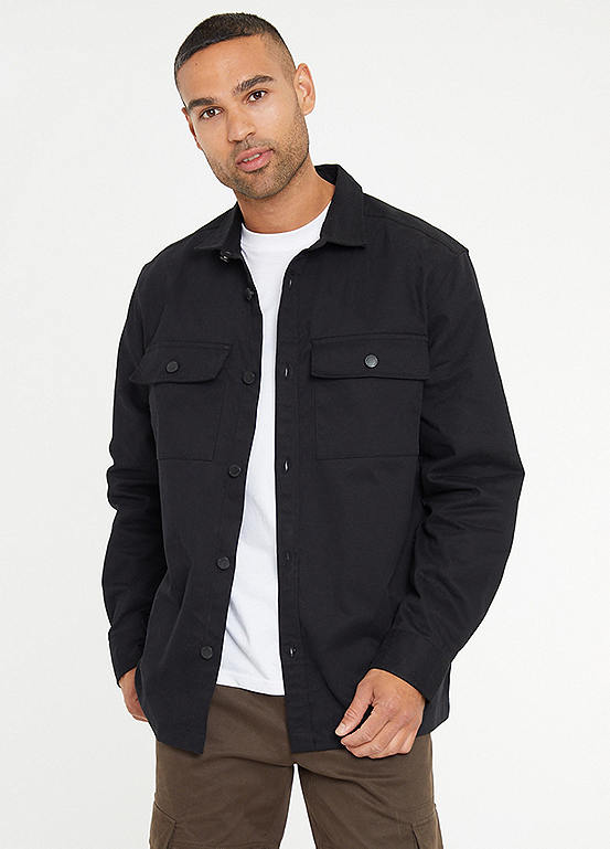 Threadbare Mens Shacket Church - Black | Kaleidoscope