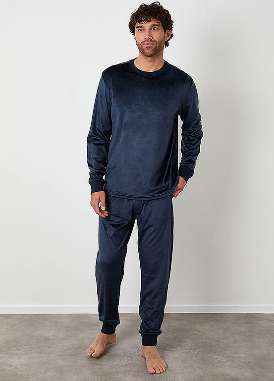 Threadbare Navy Soft Touch Velour Loungewear Set | Kaleidoscope