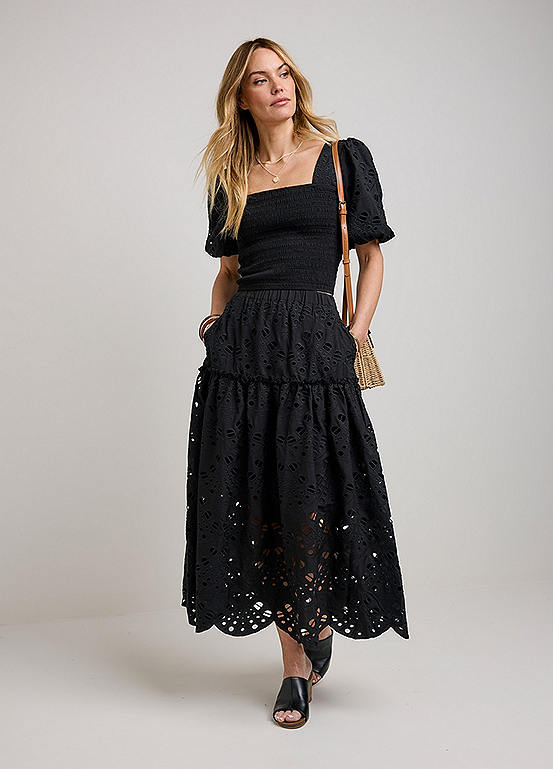 Together Black Cutwork Skirt | Kaleidoscope