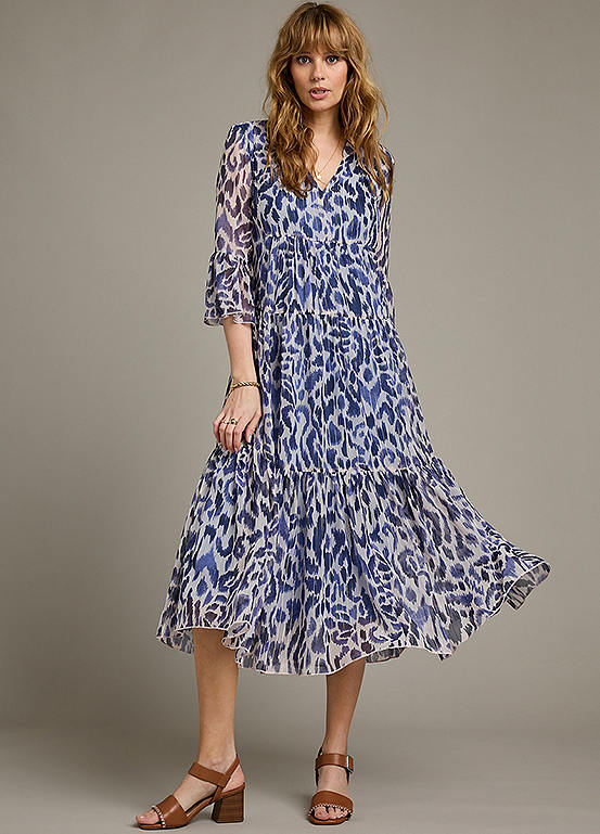 Together Blue Print Tiered Midi Dress | Kaleidoscope