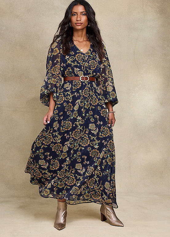 Together Navy Floral Print Maxi Dress | Kaleidoscope