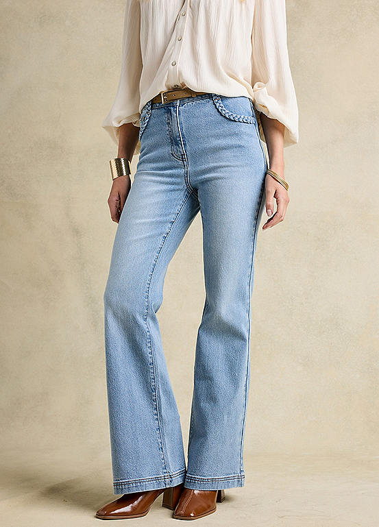 Together Stonewash Braid Trim Bootcut Jeans | Kaleidoscope