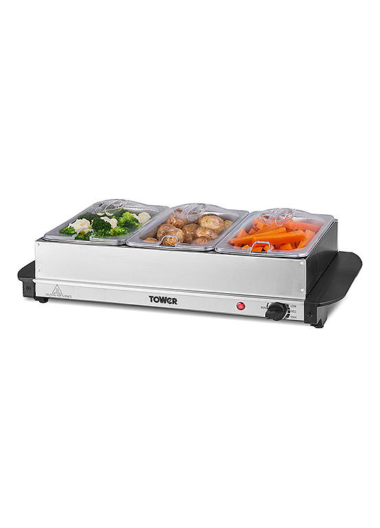 Tower T16150 Buffet Server with 3 x 1.5L Tray Capacity & Adjustable ...