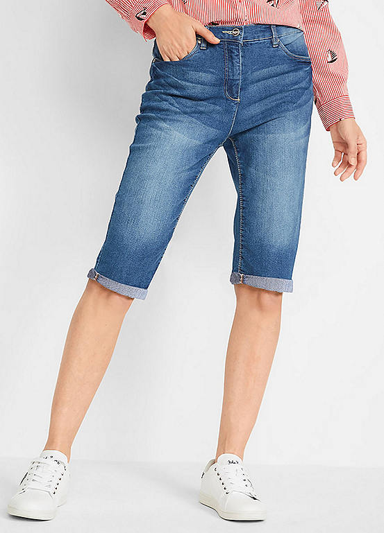 Turn-Up Denim Shorts by bonprix | Kaleidoscope