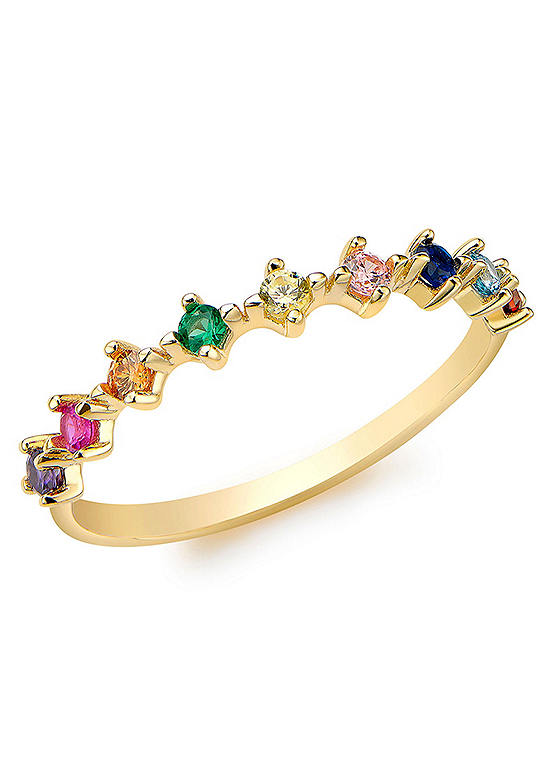 Tuscany Gold 9ct Yellow Gold Multi-Colour Round Cubic Zirconia Half ...