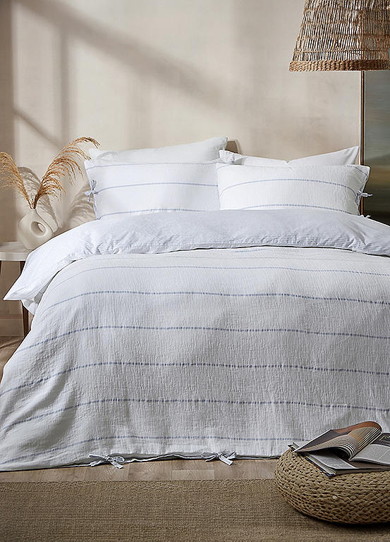 Vantona Home Blue Stripe Gauze 220 Thread Count Duvet Cover Set ...