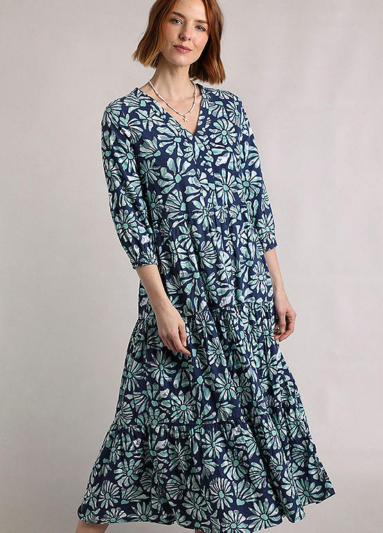 Weird Fish Lainey Printed Seersucker Midi Dress | Kaleidoscope