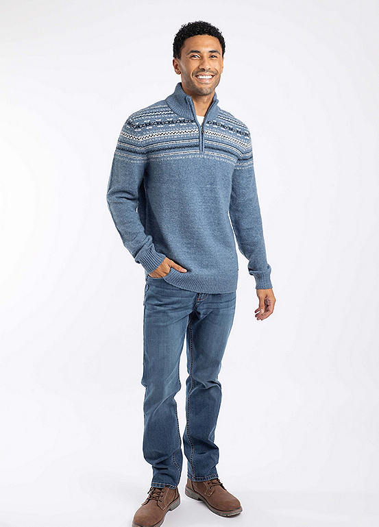 Weird Fish Larner Half Zip Fair Isle Jumper | Kaleidoscope