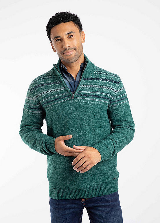 Weird Fish Larner Half Zip Fair Isle Jumper | Kaleidoscope