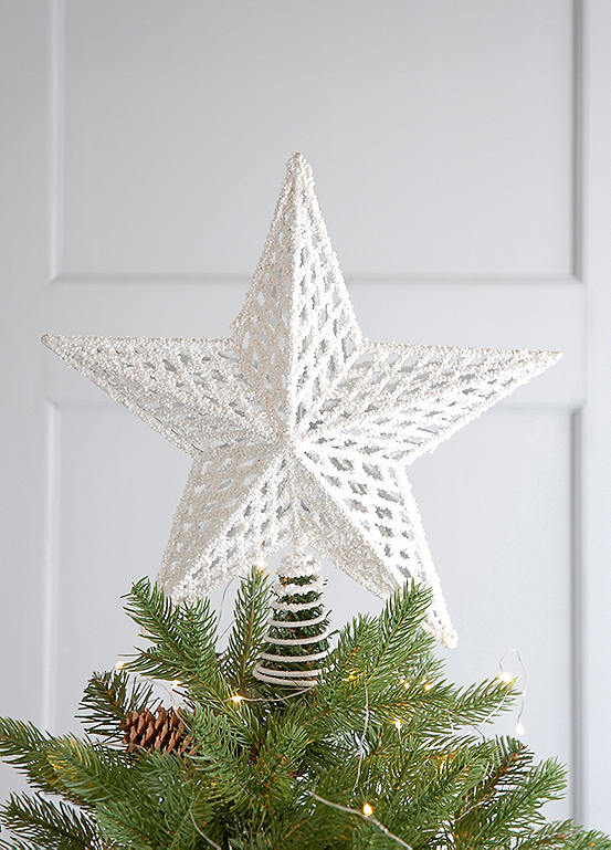 White Glitter Star Tree Topper | Kaleidoscope
